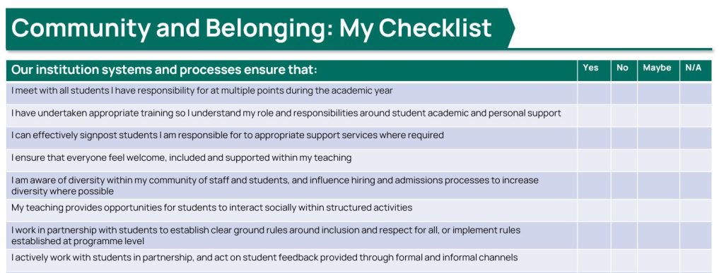Checklists - Inclusive Education Framework