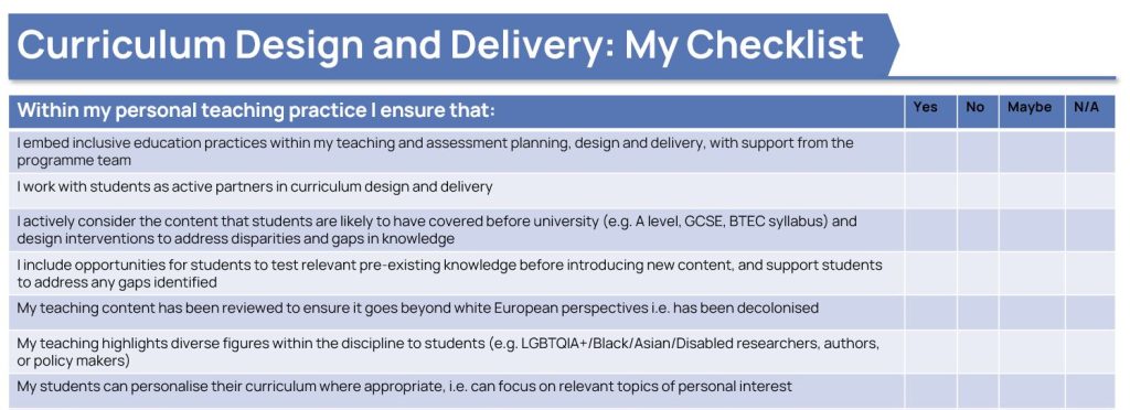 Checklists - Inclusive Education Framework